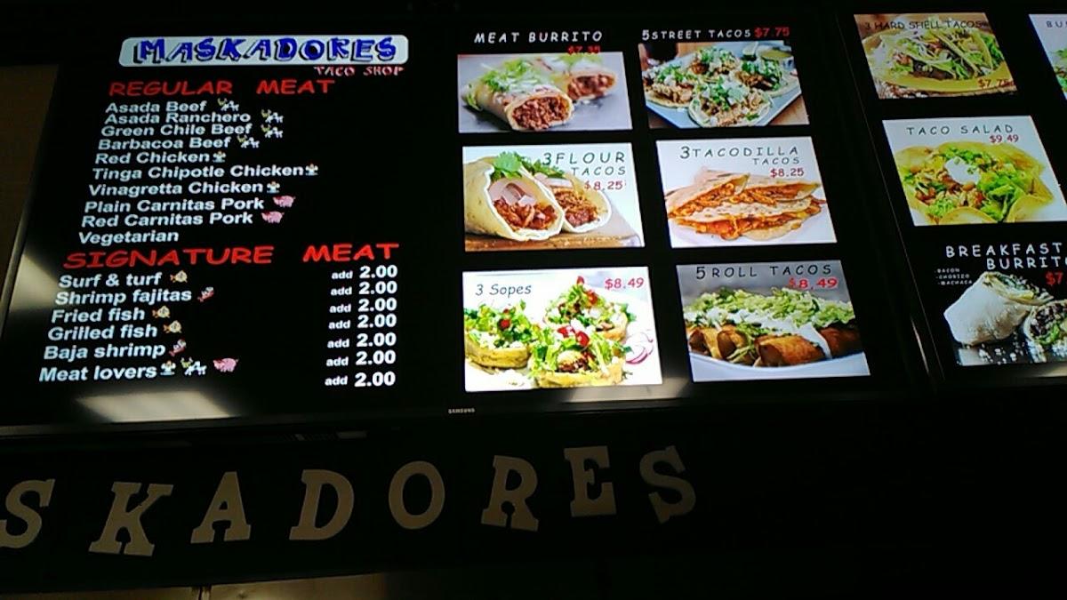Menu at Maskadores Taco Shop Buckeye restaurant, Buckeye