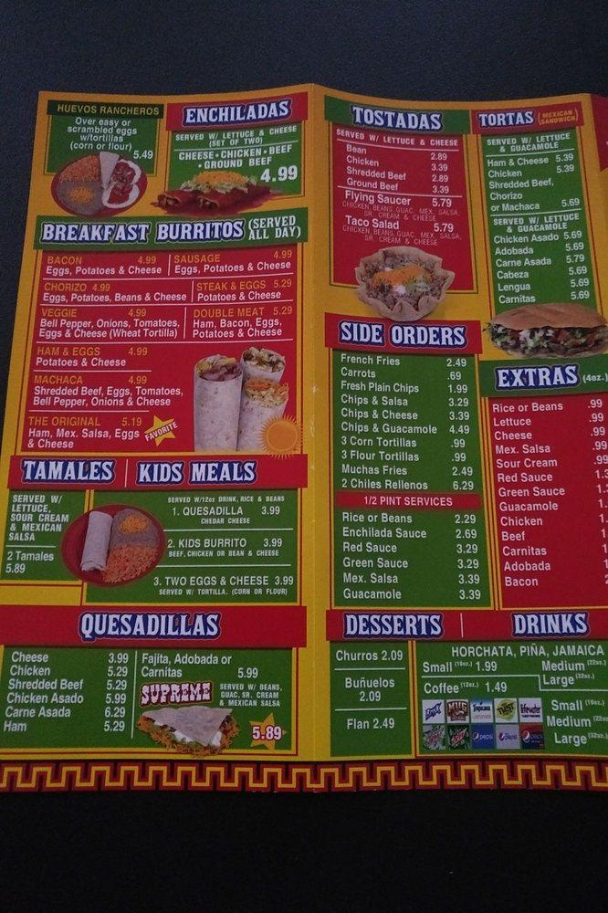 Menu at Muchas Gracias Mexican Food restaurant, Portland, SW Barbur Blvd