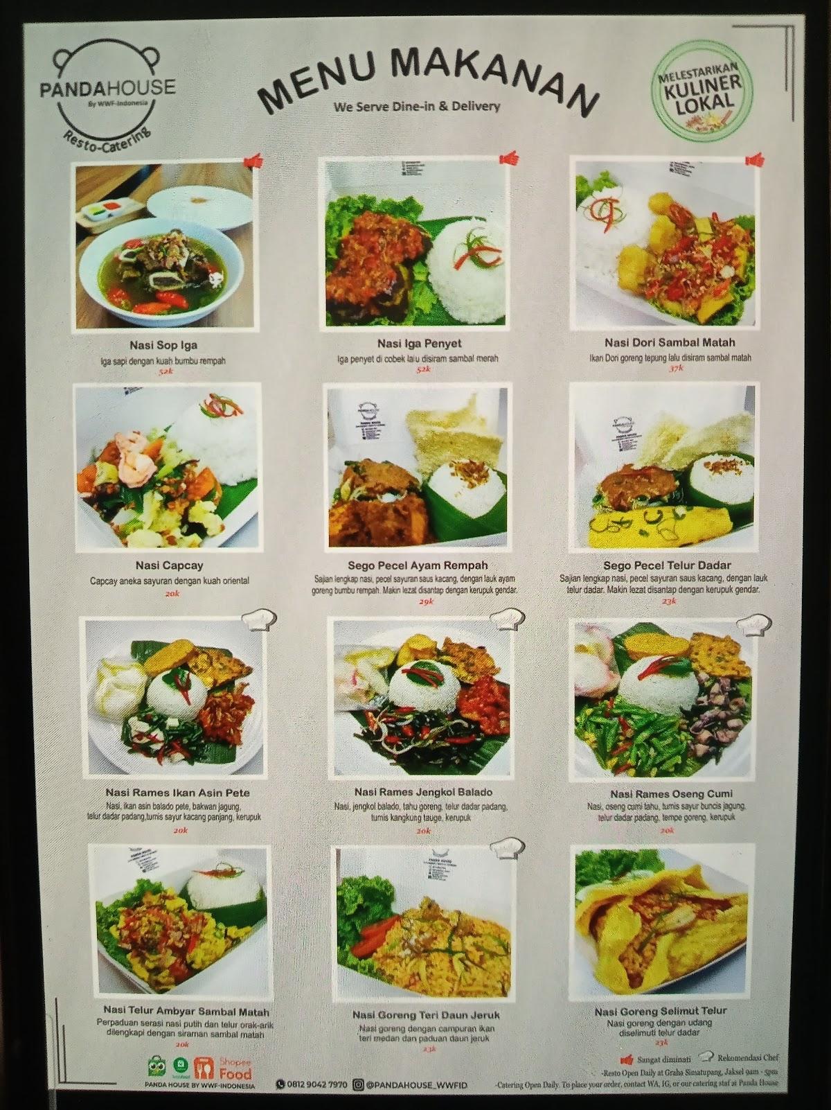 Menu at Panda House by WWF-Indonesia restaurant, South Jakarta