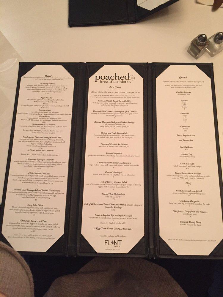 Menu at Poached Breakfast Bistro restaurant, Saskatoon
