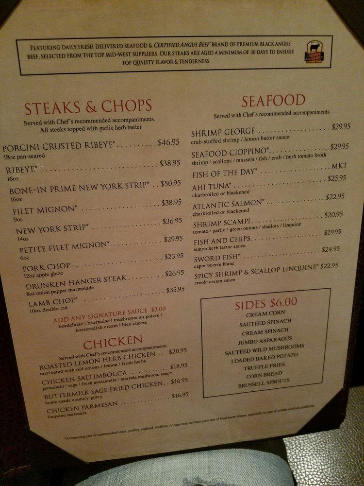 Menu at Triple George Grill steakhouse, Las Vegas