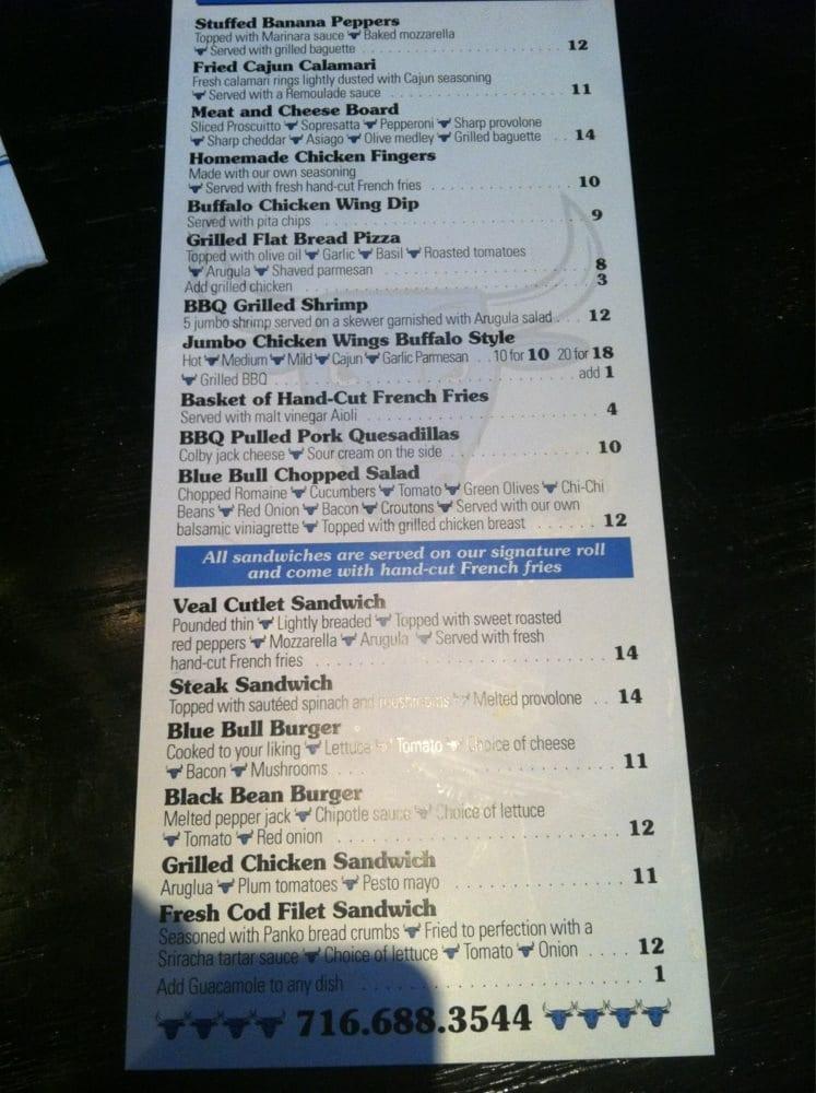 Menu at Blue Bull Tavern pub & bar, Amherst