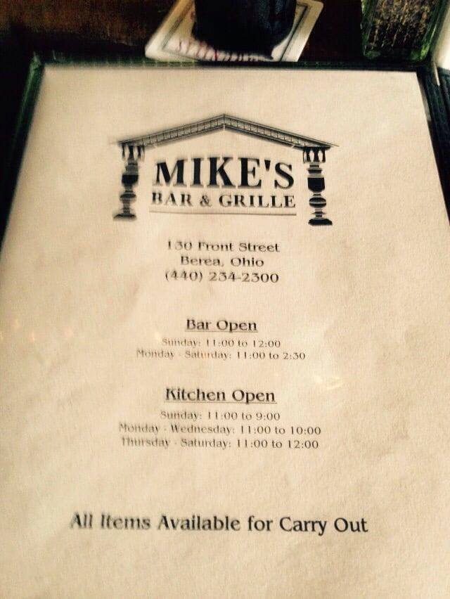 Menu at Mike's Bar & Grill, Berea