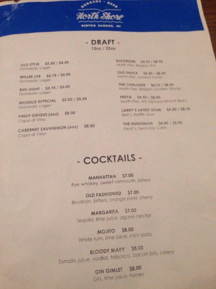Menu at North Shore Inn pub & bar, Benton Harbor