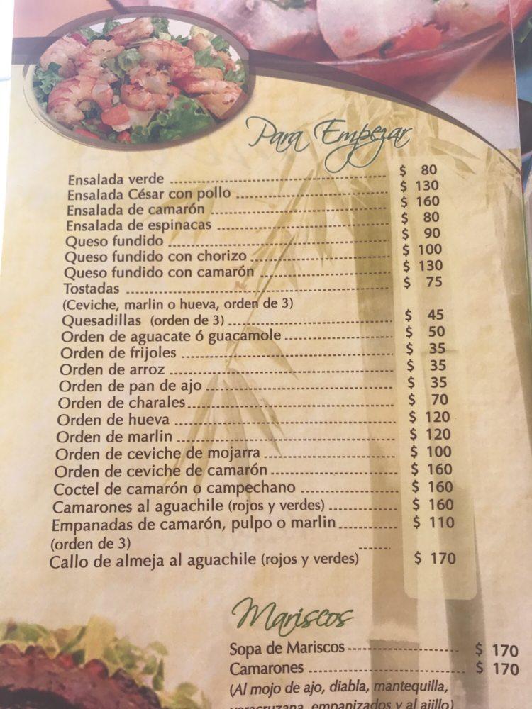 Menu at El Bambu restaurant, San Juan Cosalá, Carretera Jocotepec ...
