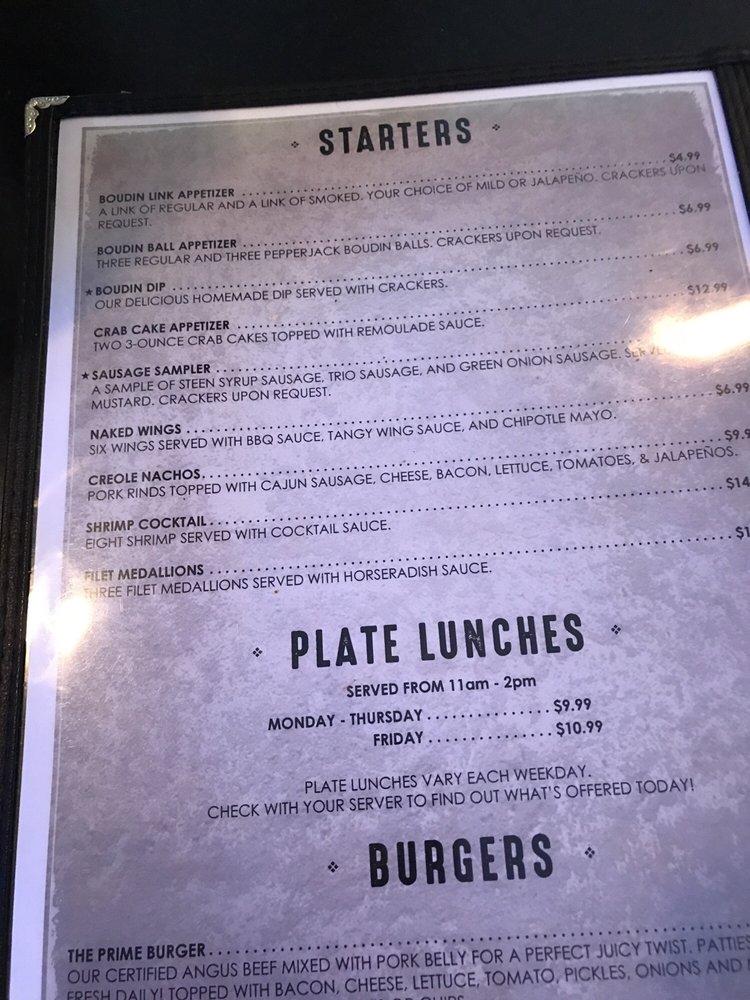 Menu at Prime Butcher & Brasserie steakhouse, Lake Charles