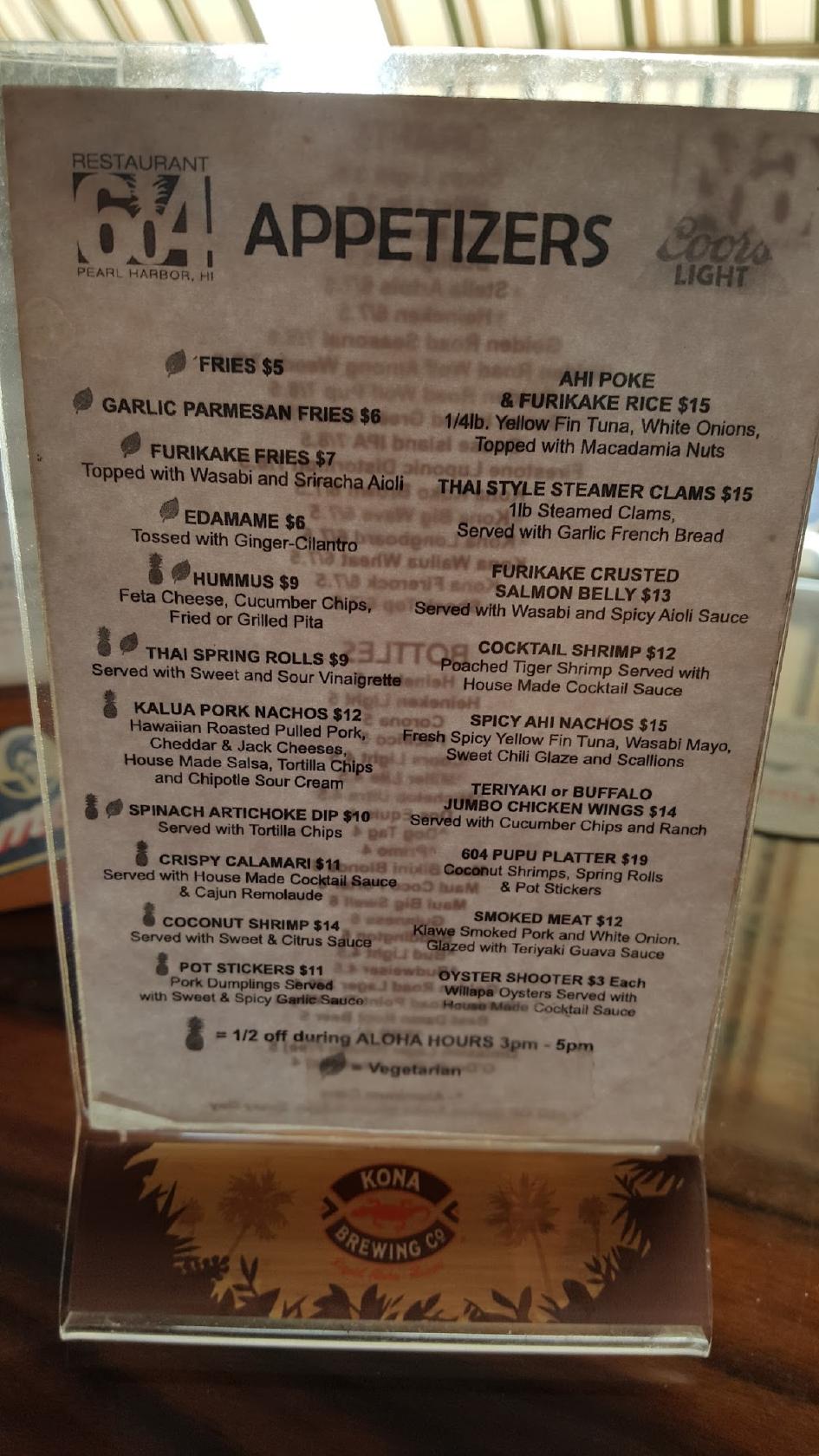 Menu at Restaurant 604, Honolulu
