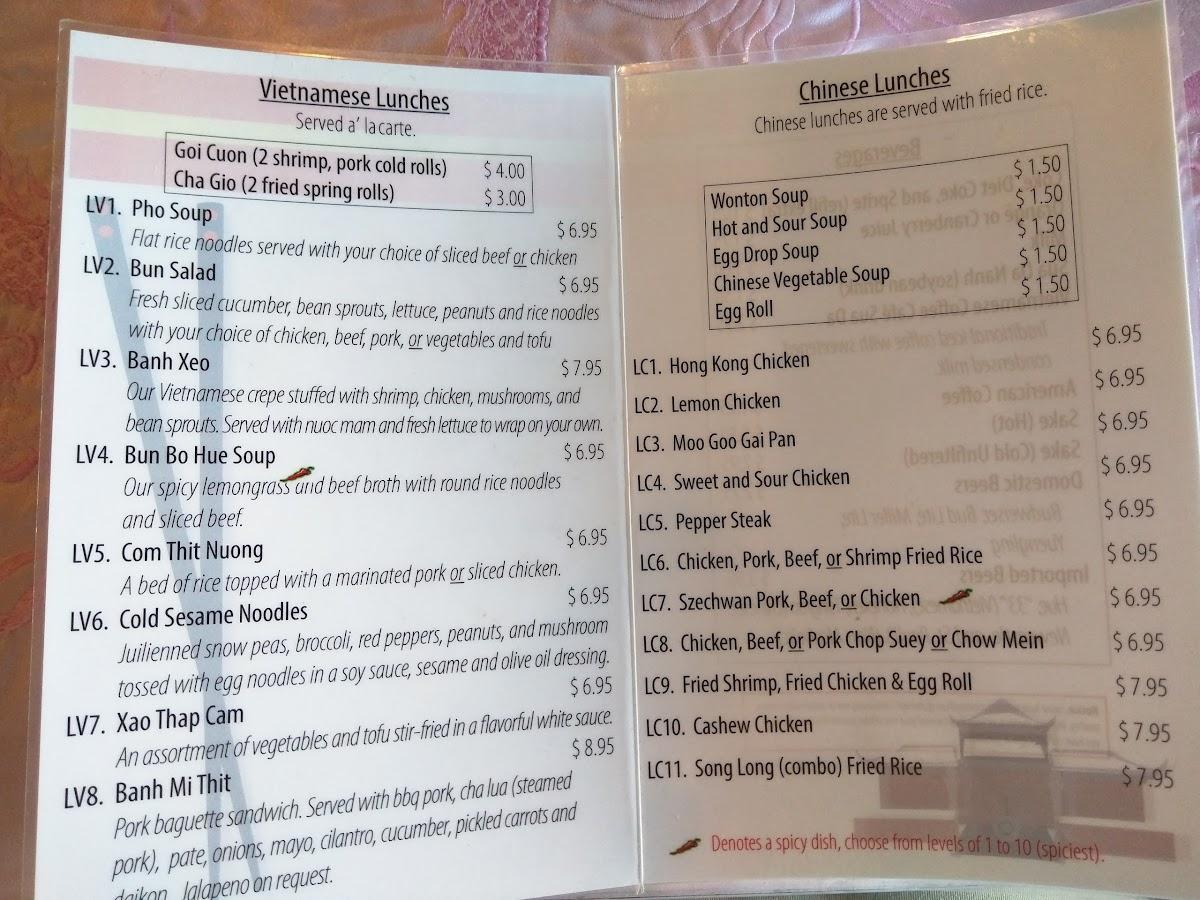 Menu at Song Long Restaurant, Cincinnati