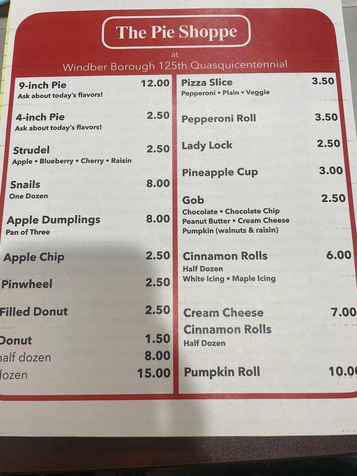 Menu at The Pie Shoppe desserts, Laughlintown, US-30