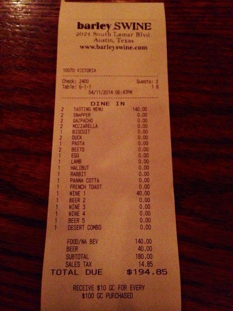 Menu at Barley Swine, Austin, Burnet Rd #400