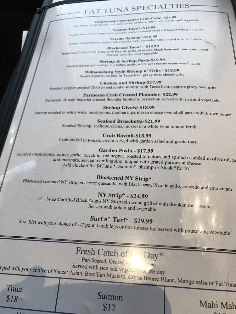 Menu at Fat Tuna Grill & Oyster House restaurant, Williamsburg