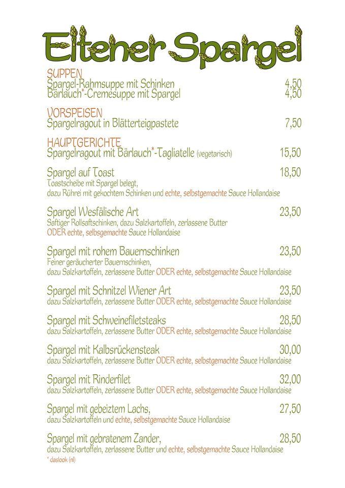 Menu at Hotel-Restaurant Wanders, Emmerich