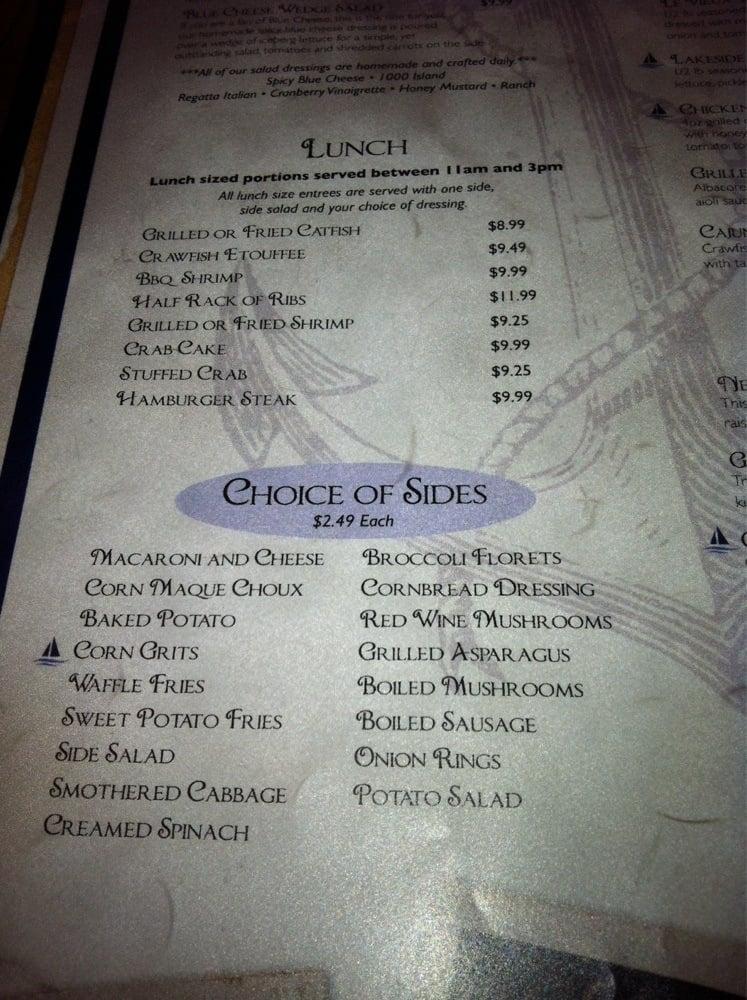 Menu at Regatta Seafood and Steakhouse, Lake Arthur