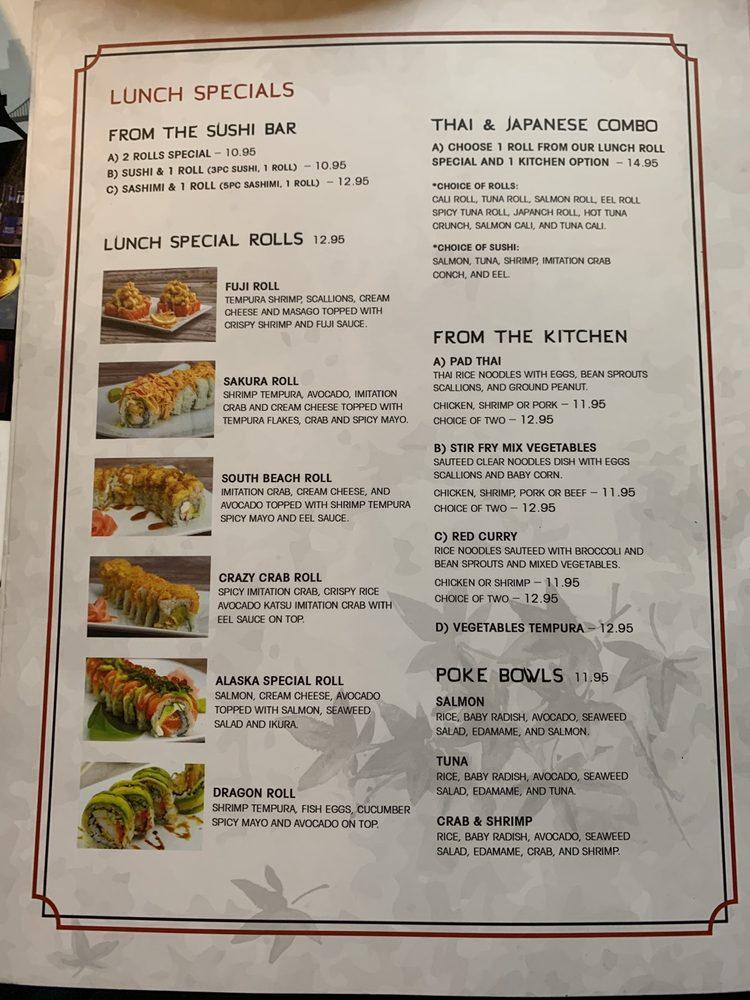 Menu at Japan Inn restaurant, Weston