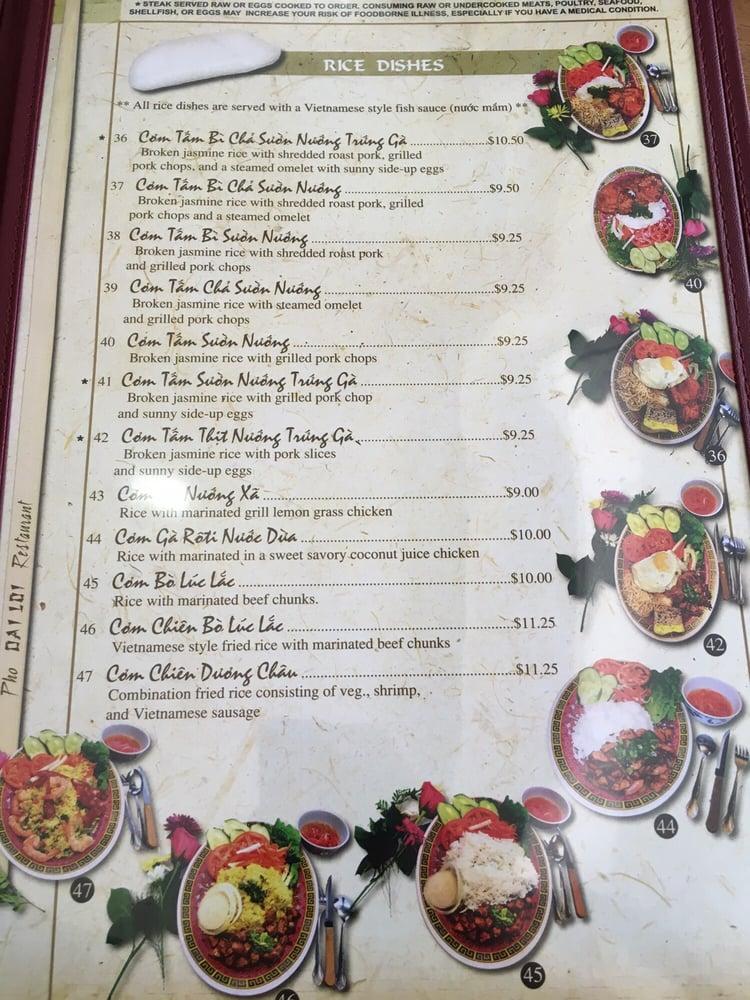 Menu at Pho Dai Loi #3 restaurant, Duluth