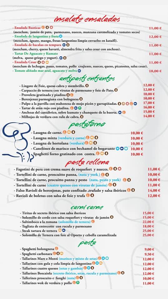 Carta de Restaurante Marelli, Motril, C. Río Guadiana