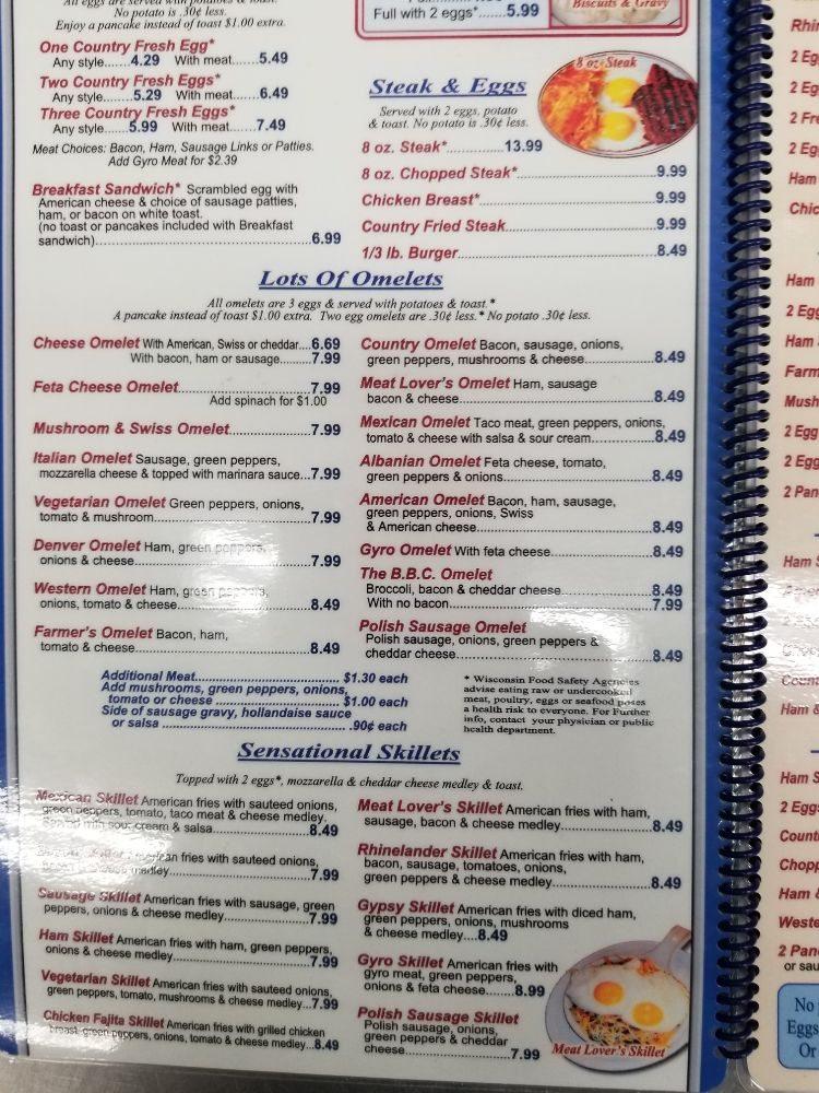Menu at Rhinelander Family Restaurant, Rhinelander