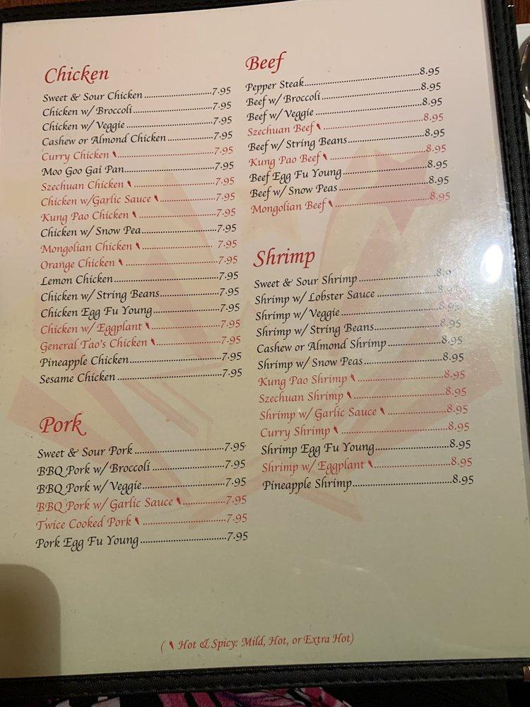 Menu at Rising Star Chinese Eatery restaurant, Albuquerque