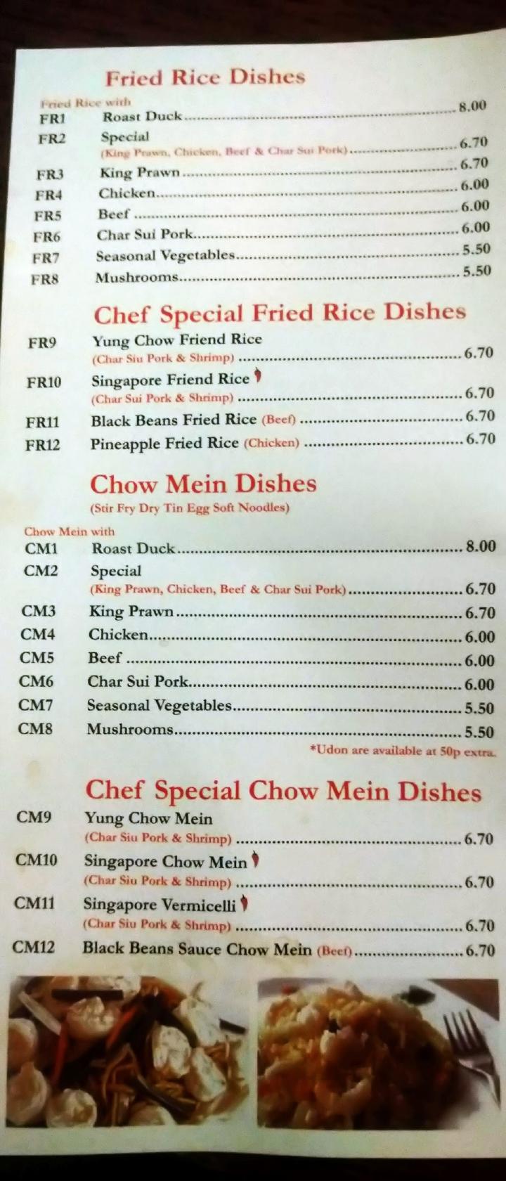 Menu at Yan's Place fast food, Easingwold