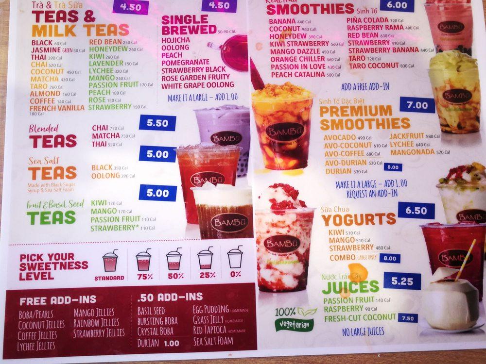 Menu at Bambu Desserts and Drinks Canton, Canton