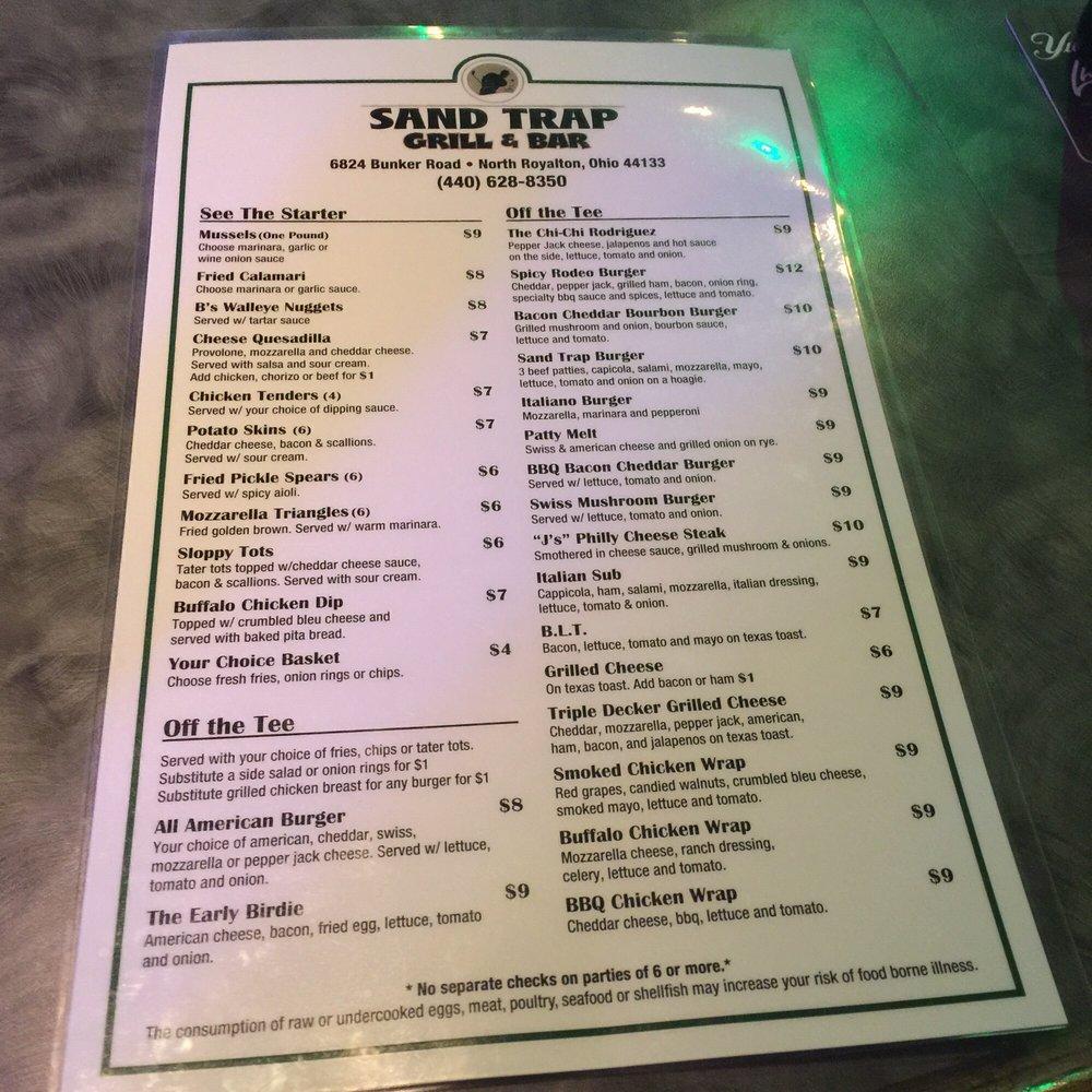 Menu at Sand Trap Grill & Bar, North Royalton