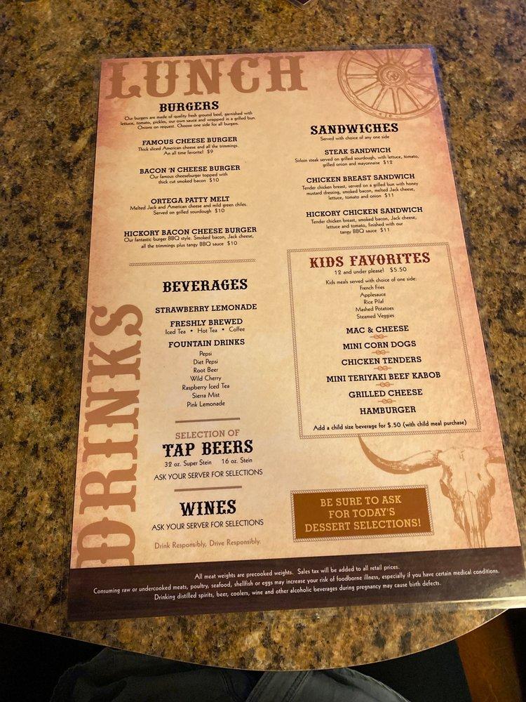 Menu at Steer N' Stein of Cucamonga steakhouse, Rancho Cucamonga