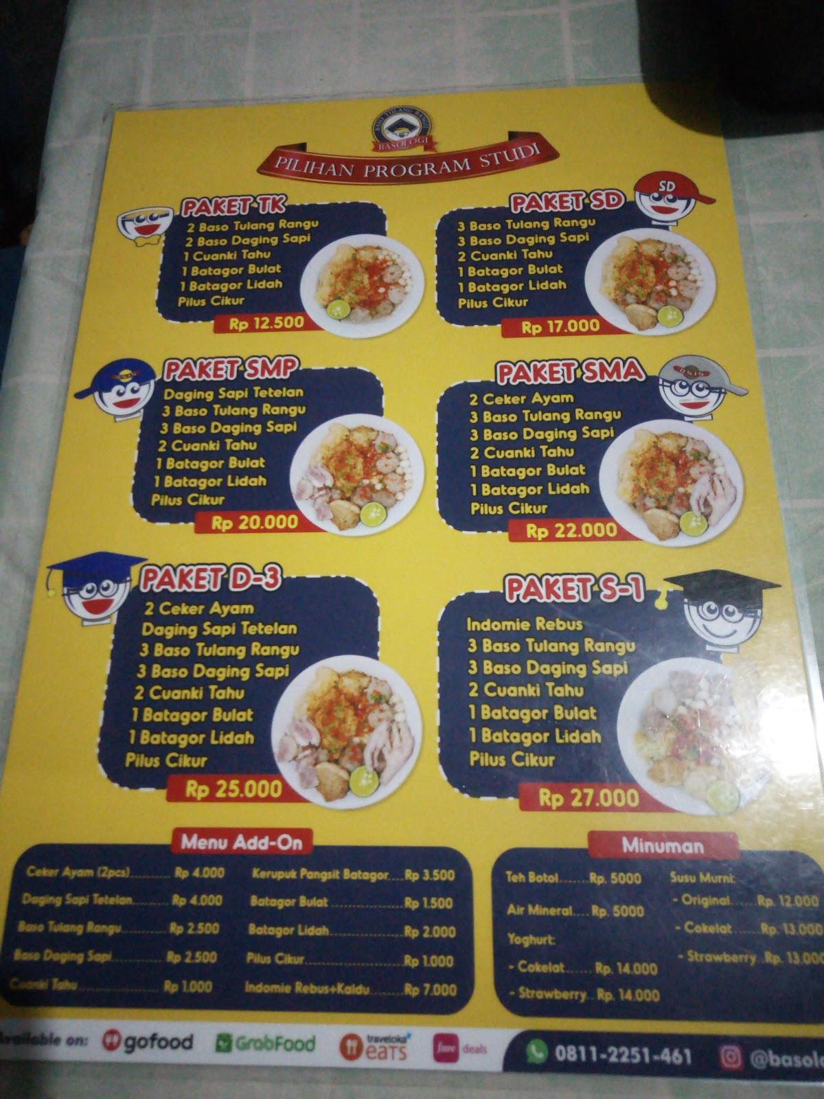 Carta del restaurante Basologi - Bukan Baso Aci - Cisokan PPI Bandung ...