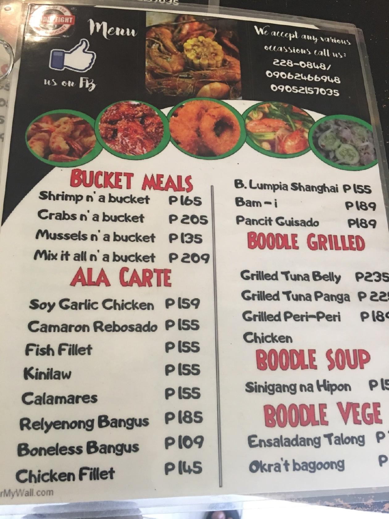 Menu at Boodle Fight Grill & Bucket restaurant, Iligan City