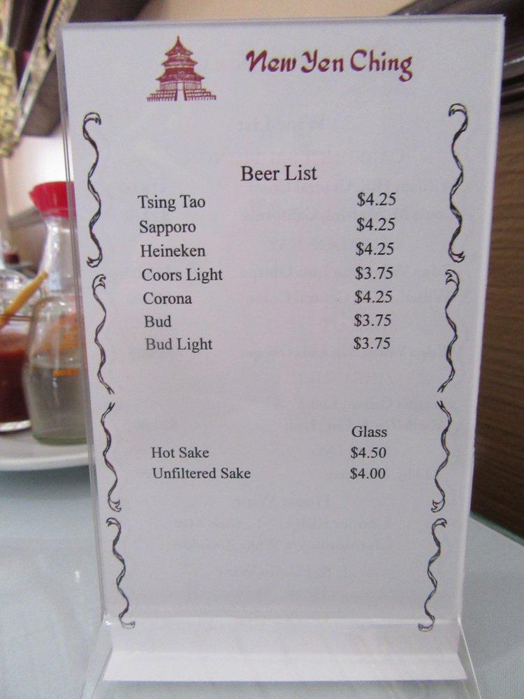 Menu at New Yen Ching Restaurant, Stockton
