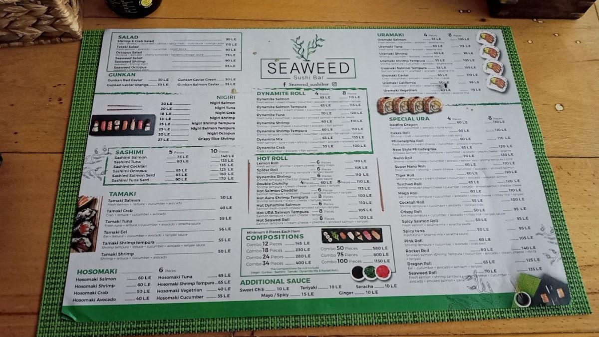 Menu at Seaweed sushi bar, Dahab