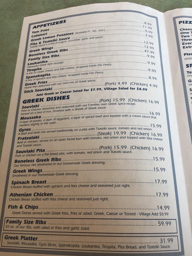 Menu at The Mad Greek pizzeria, Moose Jaw