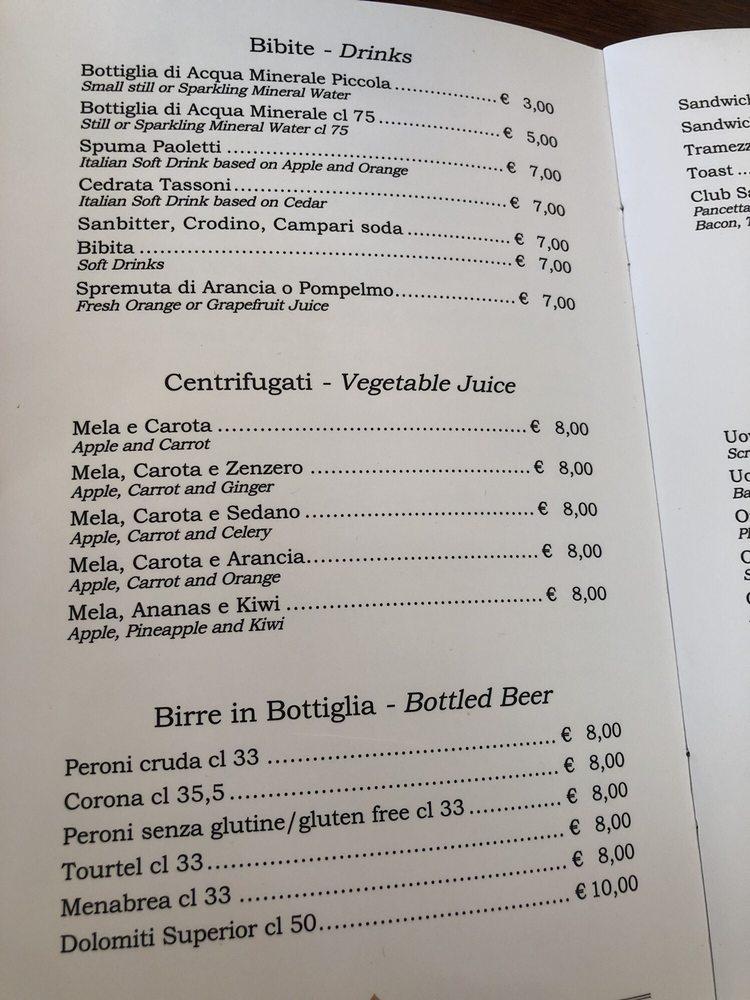 Menu at Caffè Scudieri Firenze cafeteria, Florence