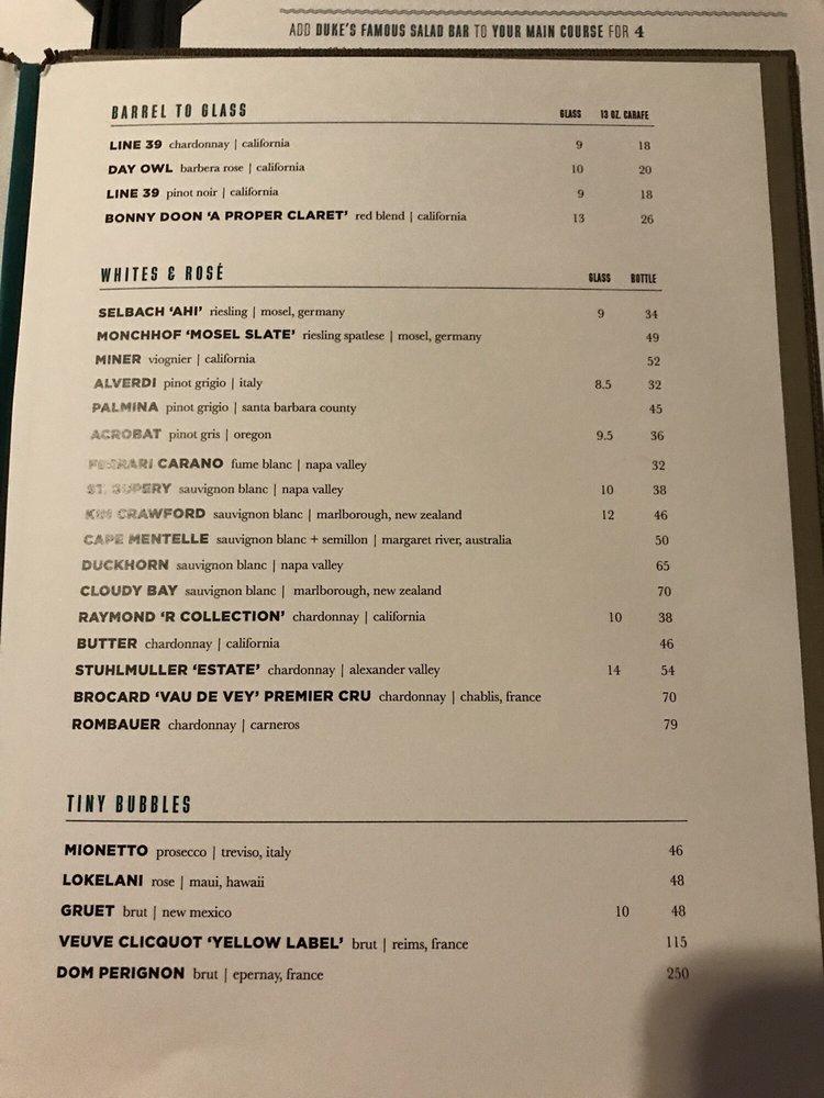 Menu at Duke's Waikiki pub & bar, Honolulu, Kalākaua Ave #116