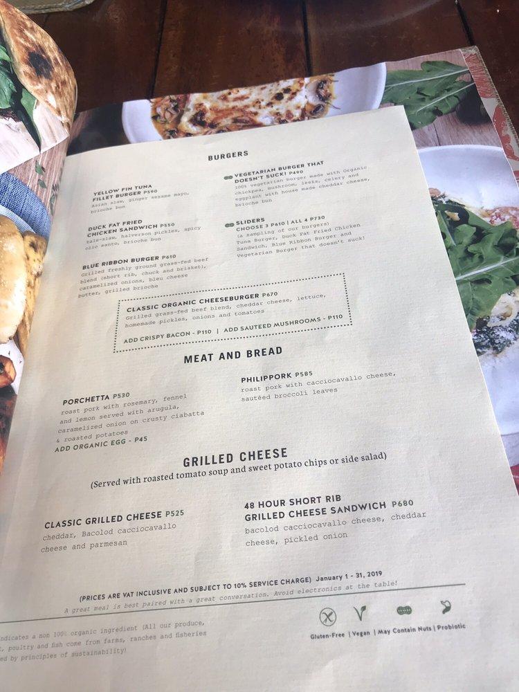Menu at Green Pastures restaurant, Mandaluyong