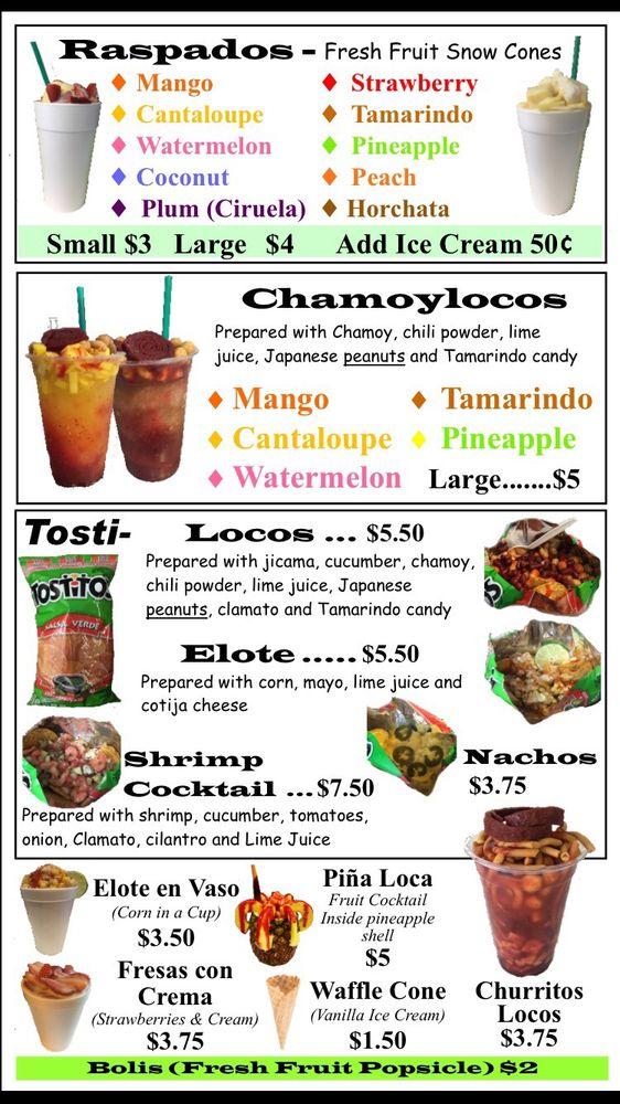 Carta de Raspados Locos, Maricopa, W Smith Enke Rd