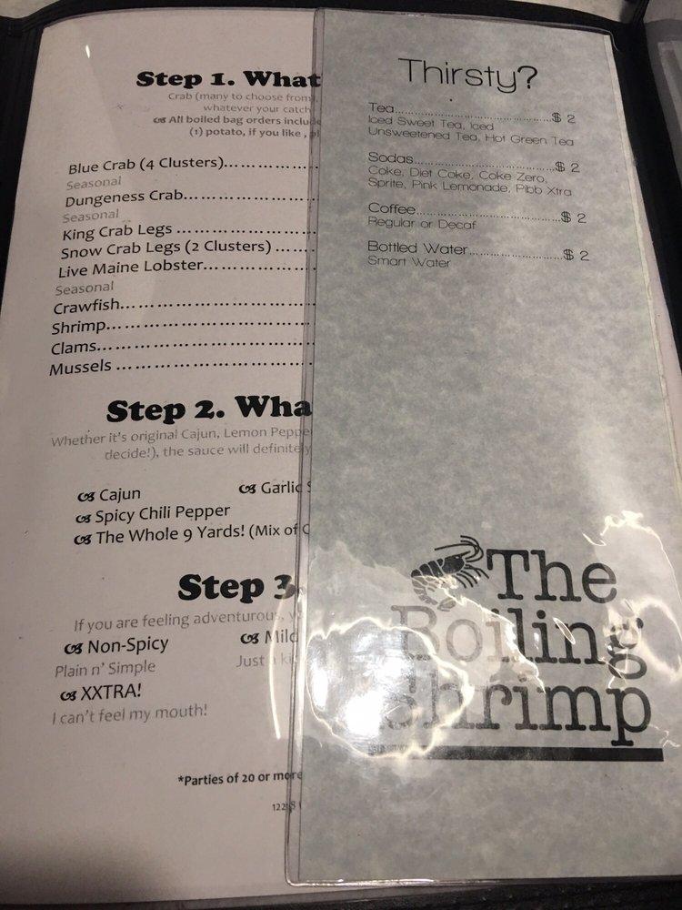 Menu at The Saucy Shrimp restaurant, Statesboro