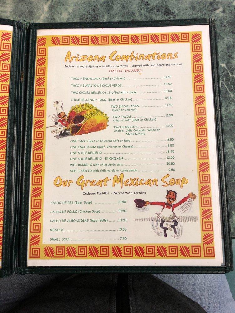 Carta de Arizona Cafe, Bakersfield