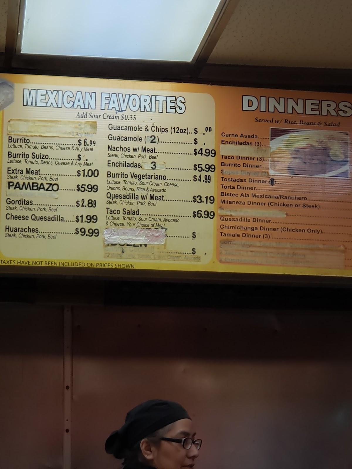 Menu at El Rey del Taco restaurant, Hammond
