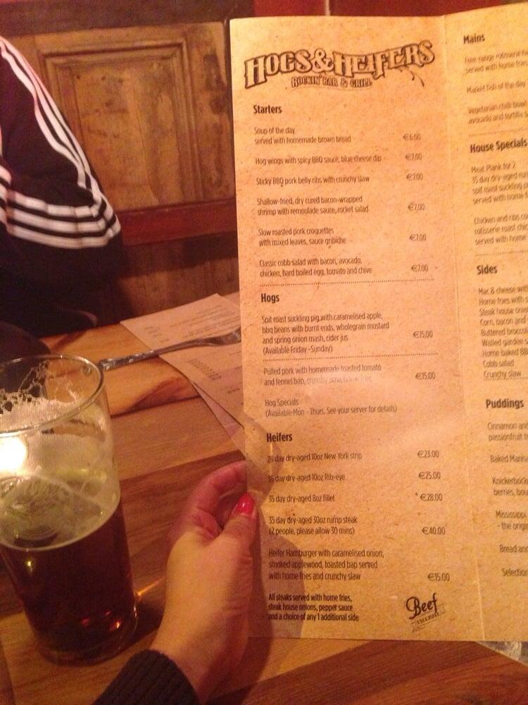 Menu at Hogs & Heifers Swords pub & bar, Swords