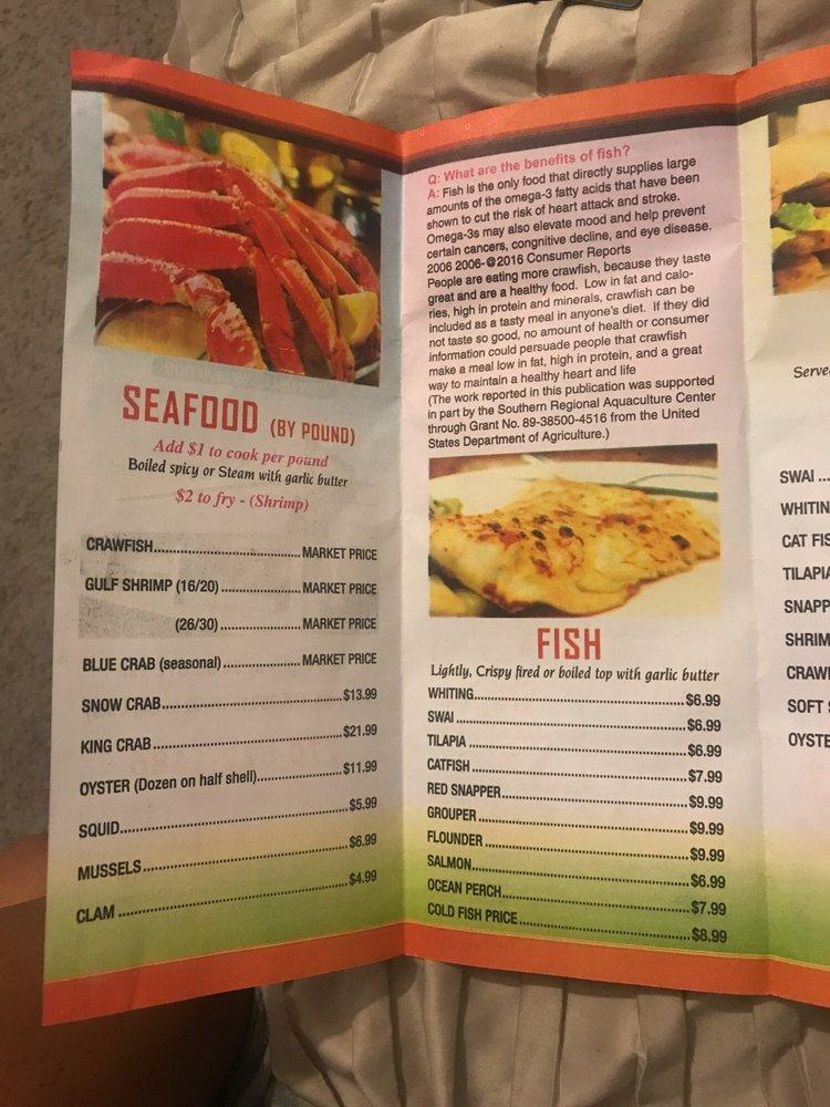 Menu at JD Crawfish New Orleans Seafood restaurant, Conyers