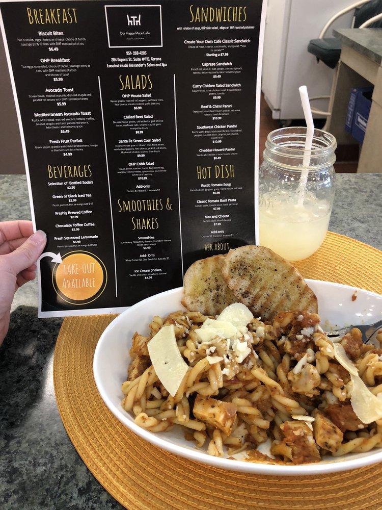 Menu at Our Happy Place Cafe - Inside Alexander's Salon and Spa, Corona