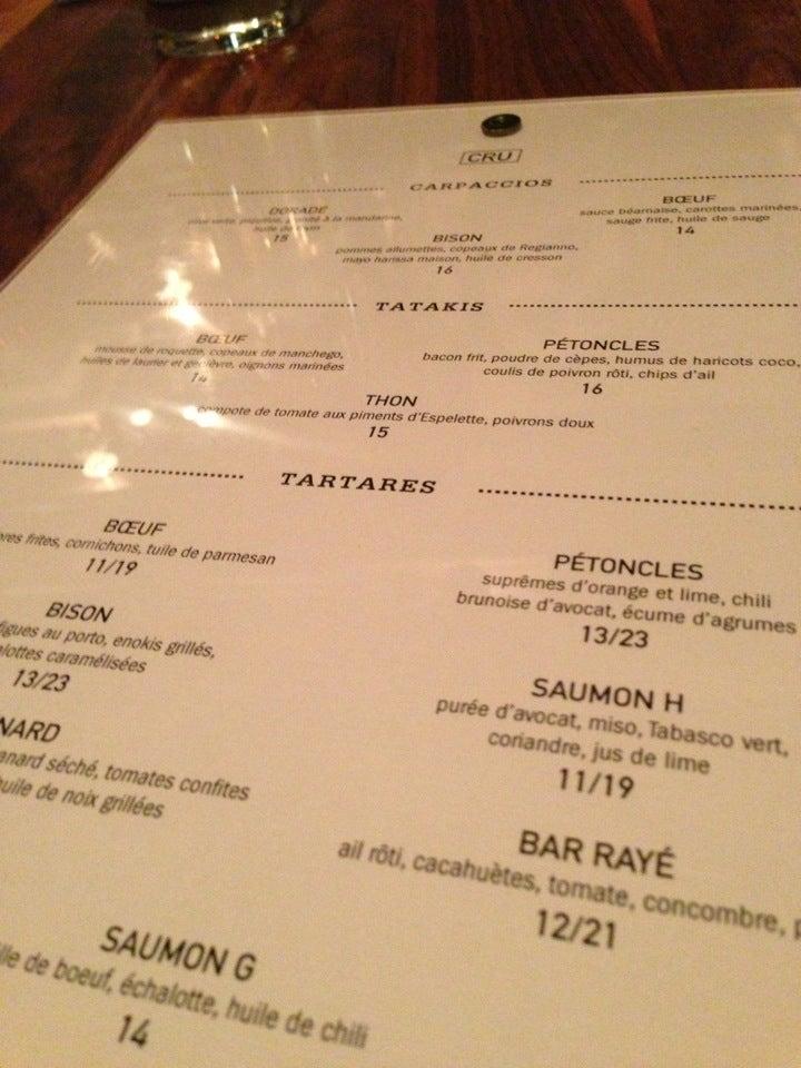 Menu at Restaurant Grinder, Montréal