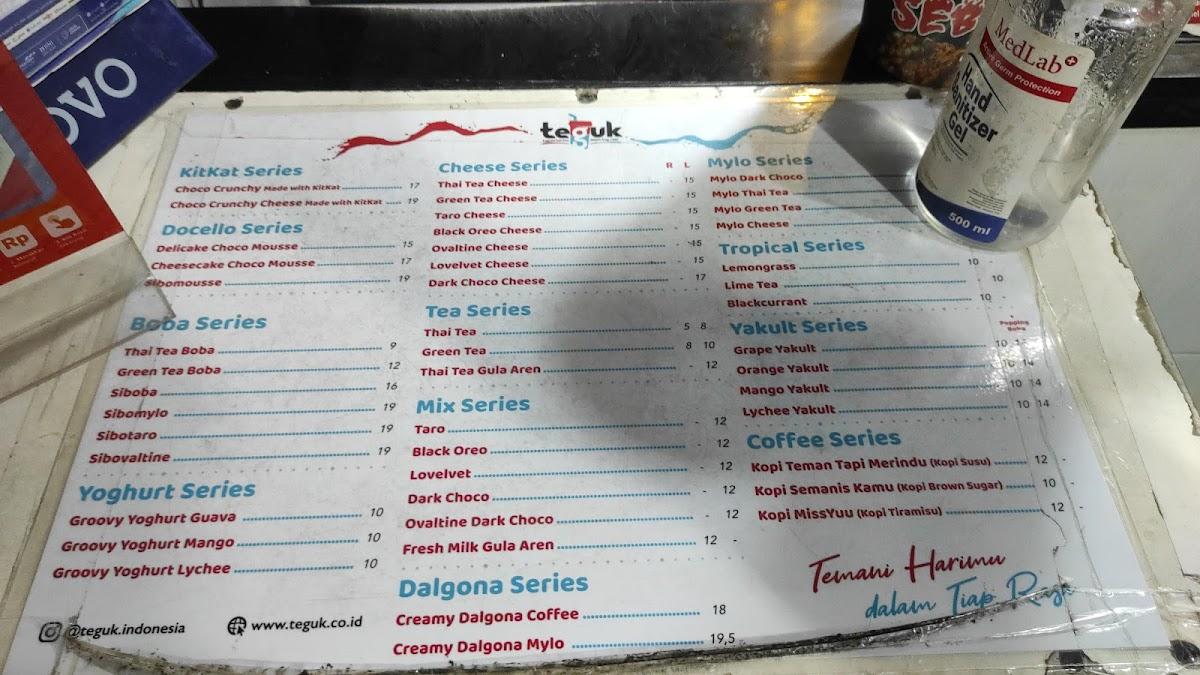 Menu at Teguk Poltangan cafe, South Jakarta