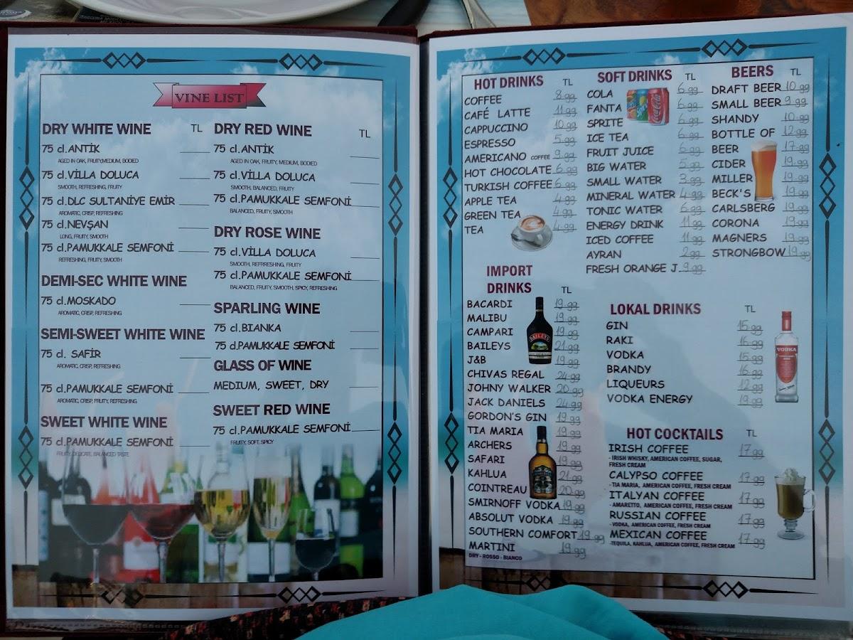 Menu at Infinity Restaurant, Marmaris, Cumhuriyet Cad