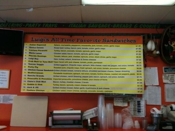 Menu at Luigi's Italian Delicatessen restaurant, Concord