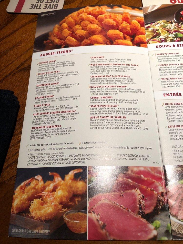 Menu at Outback Steakhouse, Tucson, W Ina Rd