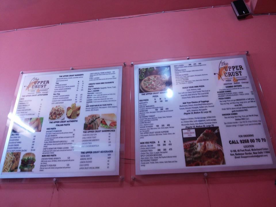 Menu at The UPPER CRUST, Delhi, Neb Sarai Main Road