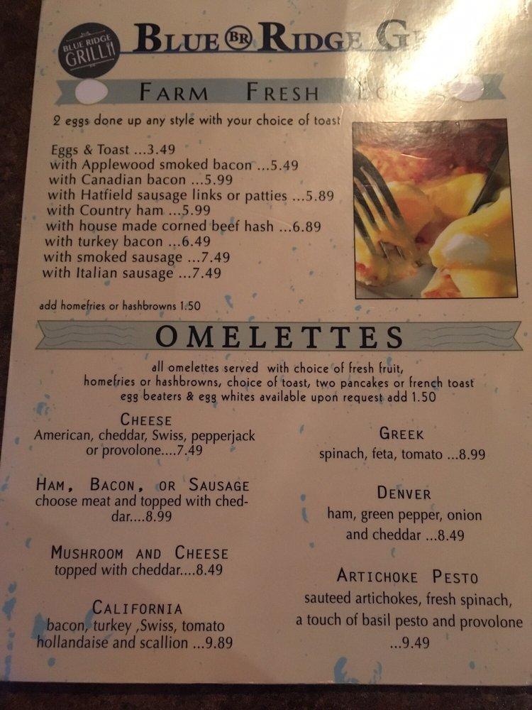 Menu at Blue Ridge Grill restaurant, Rochester, W Ridge Rd