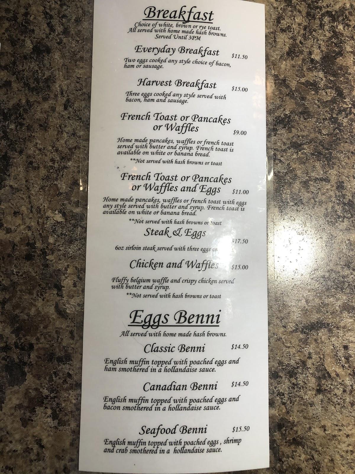 Menu at Cheryl’s Country Kitchen restaurant, Airdrie