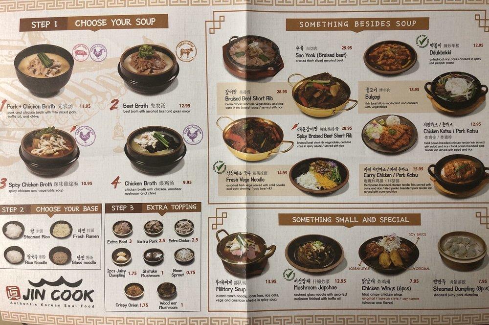 Menu at Jin Cook - Authentic Korean Soul Food restaurant, Glendale